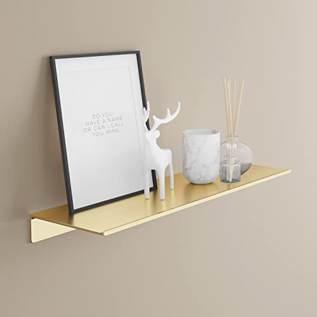 Veefos Brushed Gold Bathroom Shelf Floating Shelf Wall Mounted, 15.6 Inch Metal Wall Shelf Bathroom Storage Shelf Bathroom Organizer Countertop, Aluminum