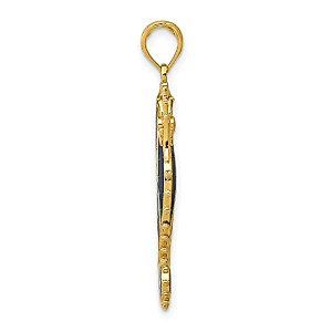 IceCarats 14K Yellow Gold Blue Seahorse Necklace Charm Pendant 36mm x 12mm Only