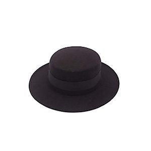 ASTRQLE Classic Black Fashion Fedora Flat Hat Elegant Jazz Hats Brim Church Derby Cap ()