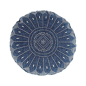 Levtex Home - Bellamy Teal - Decorative Pillow (16in. Round) - Medallion - Navy and White