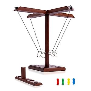 Ring Toss Game for Adults - Hook and Ring Game String - 2 to 4 Players, Fast & Easy String Adjustment, Instructions for Easy Assembly, Sturdy Design, Special Buyer Bonuses - Ring Hook Game