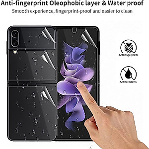 Galaxy Z Flip 3 Screen Protector, with Outer + Inner Soft Film + Back Cover TPU Flexible Screen Protector,[1SET 5PCS] HD Full Covered, No Bubble Hydrogel Screen Protector for Samsung Z Flip 3