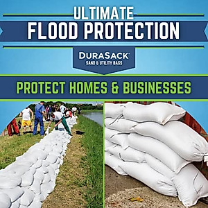DURASACK Heavy Duty Sand Bags with Tie Strings Empty Woven Polypropylene Sand-Bags with 1600 Hours of UV Protection, 14x26 inches, White, Pack of 100