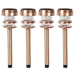 Solar Powered Lights (Set of 4)- LED Outdoor Stake Spotlight Fixture for Gardens, Pathways, and Patios by Pure Garden-Copper