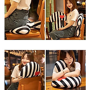 HXIYAN Black and White Striped Cushion, Shaped Pillow, Plush Mushroom Pillow, Lovely Chair, Sofa, Bedroom Decorative Pillow (15.7in, Love Stripe)