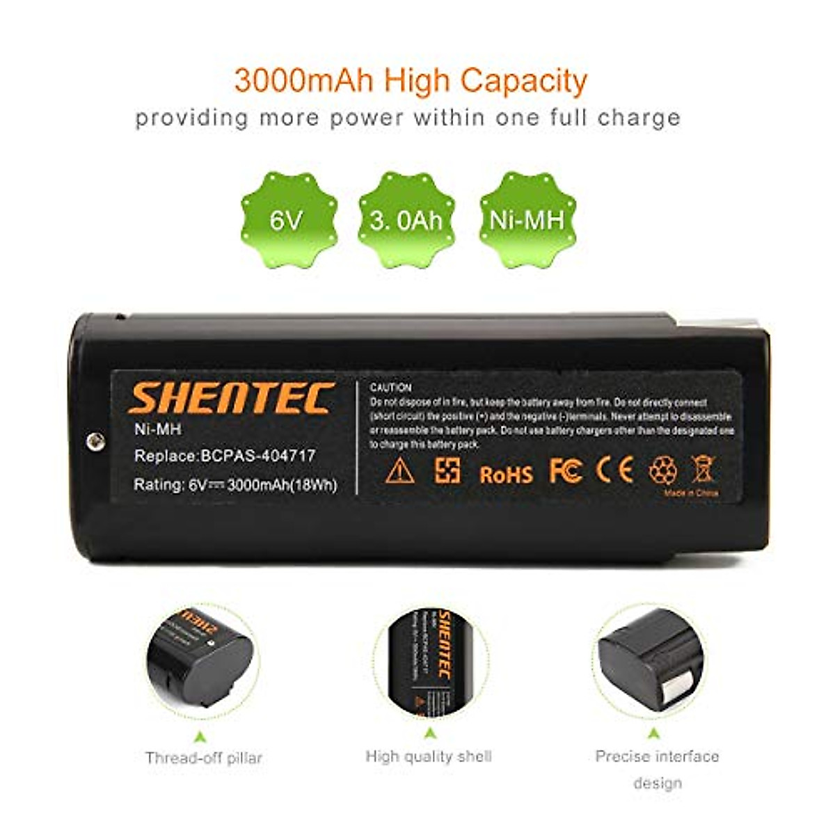 Shentec 2-Pack 3000mAh 6V Battery Compatible with 404717 B20544E BCPAS-404717 404400 900400 900420 900600 901000 902000 B20720 CF-325 IM200 F18 IM250 IM250A IM350CT IM350A PS604N, Ni-MH