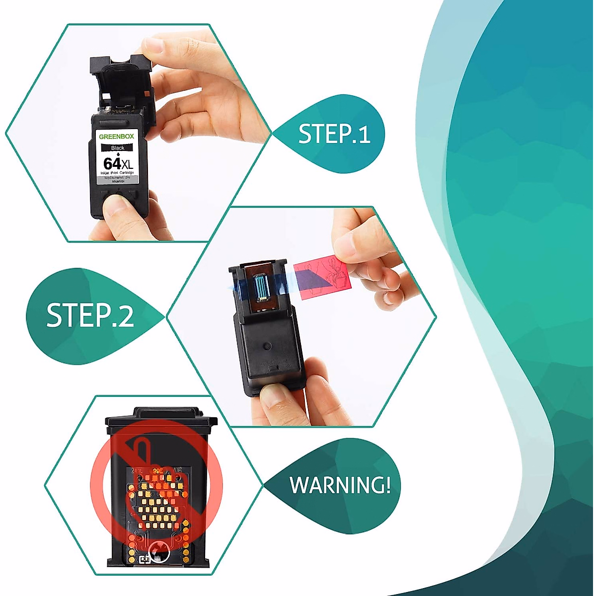 GREENBOX Remanufactured Ink Cartridge Replacement for HP 64 XL 64XL High-Yield for HP Envy Photo 7855 7155 6255 6230 6252 6258 7120 6220 7130 7132 7158 7164 7820 7830 7858 7864 7800 Printer (2 Black)