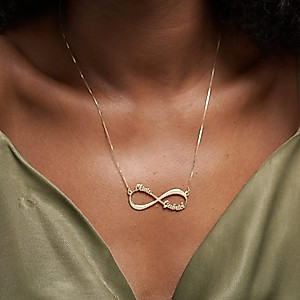 MyNameNecklace Personalize Couples Infinity Pendant Name Necklace Love Forever or with Your Name - Endless Love Jewelry Gift-10K Yellow Solid Gold Custom Any Name