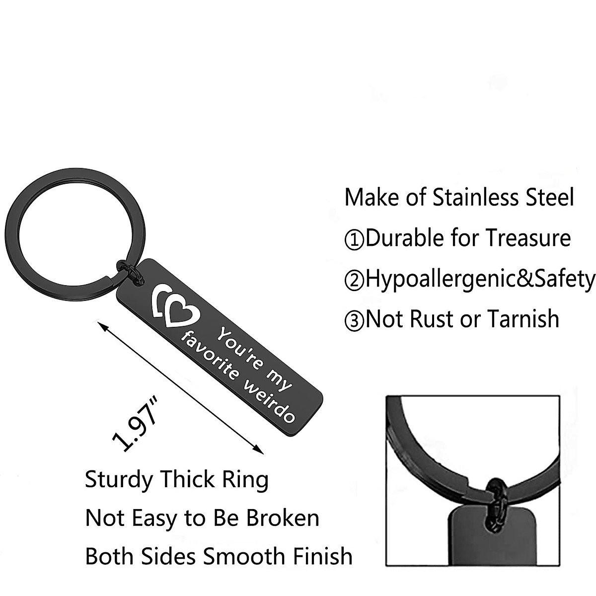 BNQL You're My Favourite Weirdo Keychain Funny Valentines Keychain Gift for Him or Her