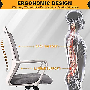 Office Desk Chair, Mesh Home Office Computer Task Chairs, Ergonomic Swiveling Rolling Desk Chair, Grey