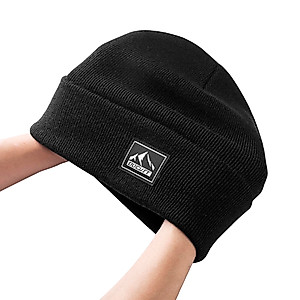 DOCVIT Knit Cuffed Beanie Warm Winter Hats Unisex Skull Knit Cap Fashion Ski Hat for Men and Women Black