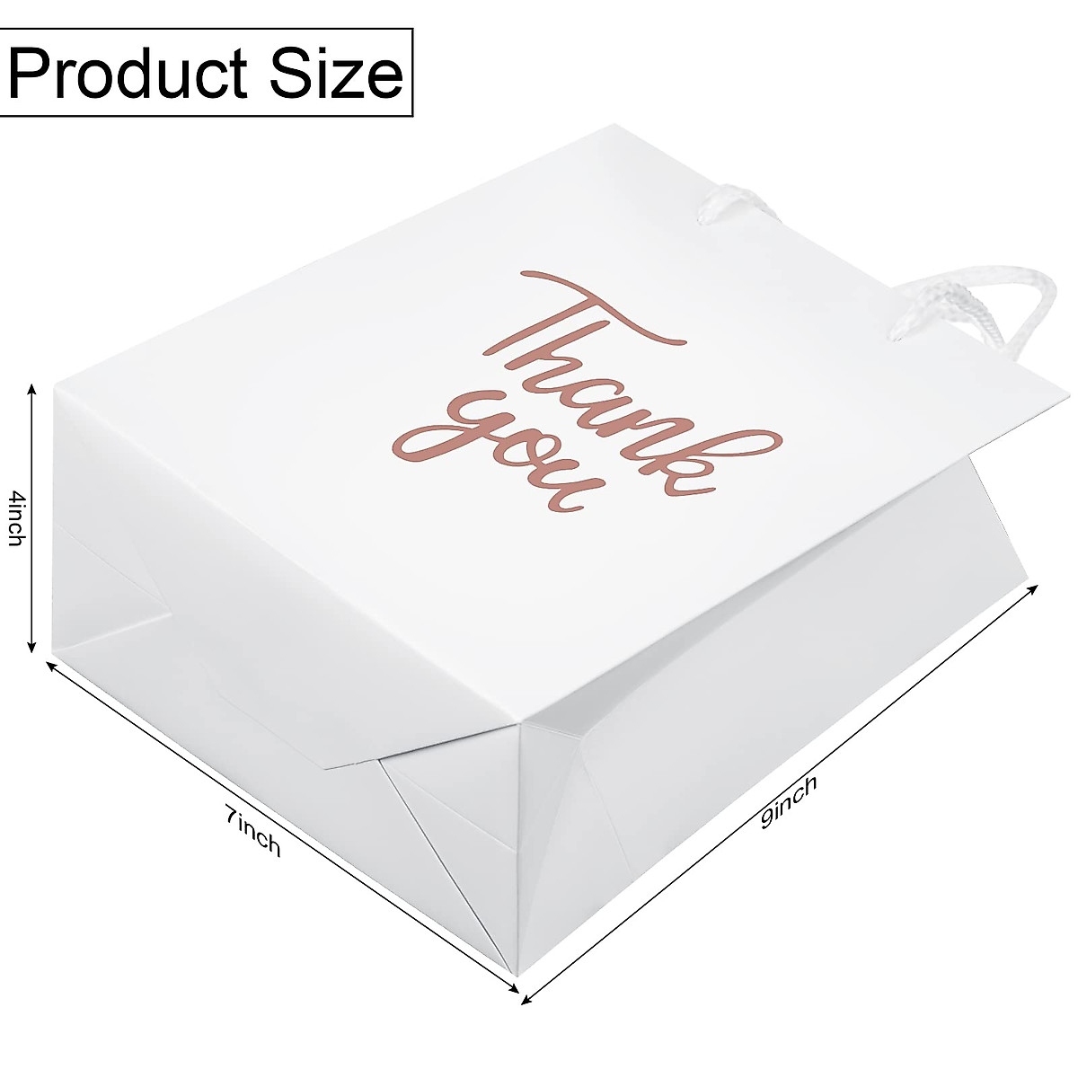 Nezyo 12 Pack Thank You Gift Bags with Tissue Paper Wedding Tissue Paper Party Bags with Handles Paper Shopping Bag Bridal Shower Gift Bags for Birthday Wedding Baby Shower Party Favor (Rose Gold)
