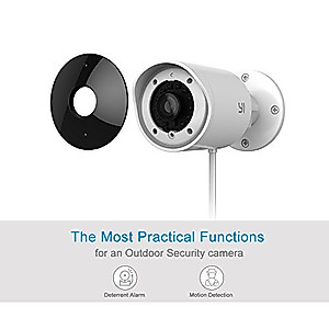 YI Security Camera Outdoor, 1080p Outside Surveillance Front Door IP Smart Cam with Waterproof, WiFi, Cloud, Night Vision, Motion Detection Sensor, Smartphone App, Works with Alexa