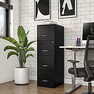 STAPLES 2806660 4-Drawer Vertical File Cabinet Locking Letter Black 18-Inch D (52152)