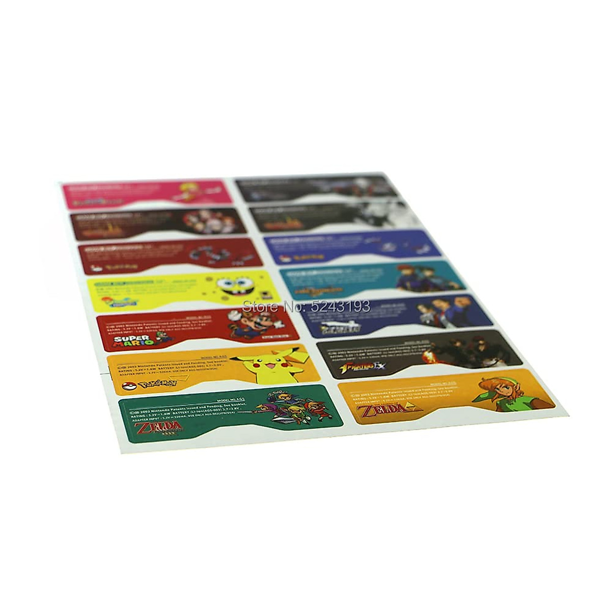 14 Pcs Back Tag Label Stickers Custom Design for Gameboy Advance SP GBA SP Console