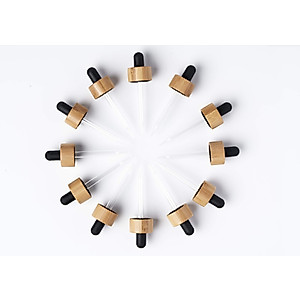 Focus Nutrition 12 Pack Black Coated Boston Round Essential Oils Aromatherapy Glass Bottles Jar With Bamboo dropper cap, 1oz