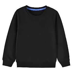 IESSRA Toddler Baby Sweatshirt Black Crewneck Sweatshirts Solid Cotton Soft Long Sleeve Active Pullover Tshirts