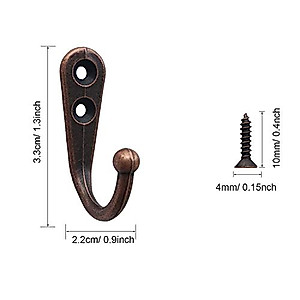 Woohome 80 PCS 4 Colors Wall Mounted Single Hook Double Hole Robe Hooks Coat Hooks and 160 PCS Screws for Hanging Key Hooks Jewelry