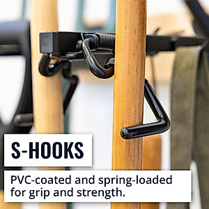 StoreYourBoard BLAT Tool Wood Yard Tool Organizer, Solid Steel Holds 125 lbs, Garage Wall Mount Hooks for Shovels Rakes Brooms Garden Hoses, Large