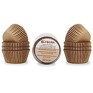 Gifbera Natural Odorless Cupcake Liners Standard Greaseproof Paper Muffin Baking Cups 200-Count, Natural Color