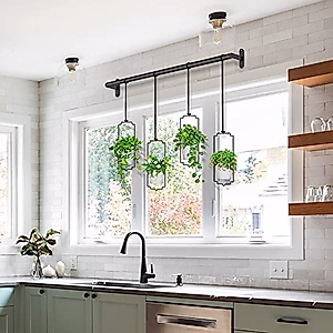 Dicasser 4pcs Adjustable Hanging Planters for Window, Wall and Ceiling Plant Hanger with Plastic Pots