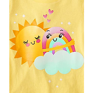 The Children's Place Baby Toddler Girls Short Sleeve Graphic T-Shirt, Rainbow, 5T