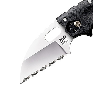 Cold Steel Tuff Lite 2.5" AUS8A Sheepsfoot Razor-Sharp Serrated Blade 3.5" Griv-Ex Handle Everyday Carry Pocket Folding Knife w/Tri-Ad Lock