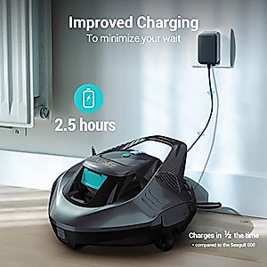 (2023 Upgrade) AIPER Seagull SE Cordless Robotic Pool Cleaner, Pool Vacuum Lasts 90 Mins, LED Indicator, Self-Parking, Ideal for Above/In-Ground Flat Pools up to 40 Feet - Gray