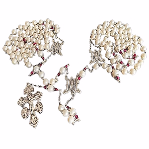 elegantmedical Pearl Cross Necklace lasso STERLING SILVER FATHER BEADS wedding rosary