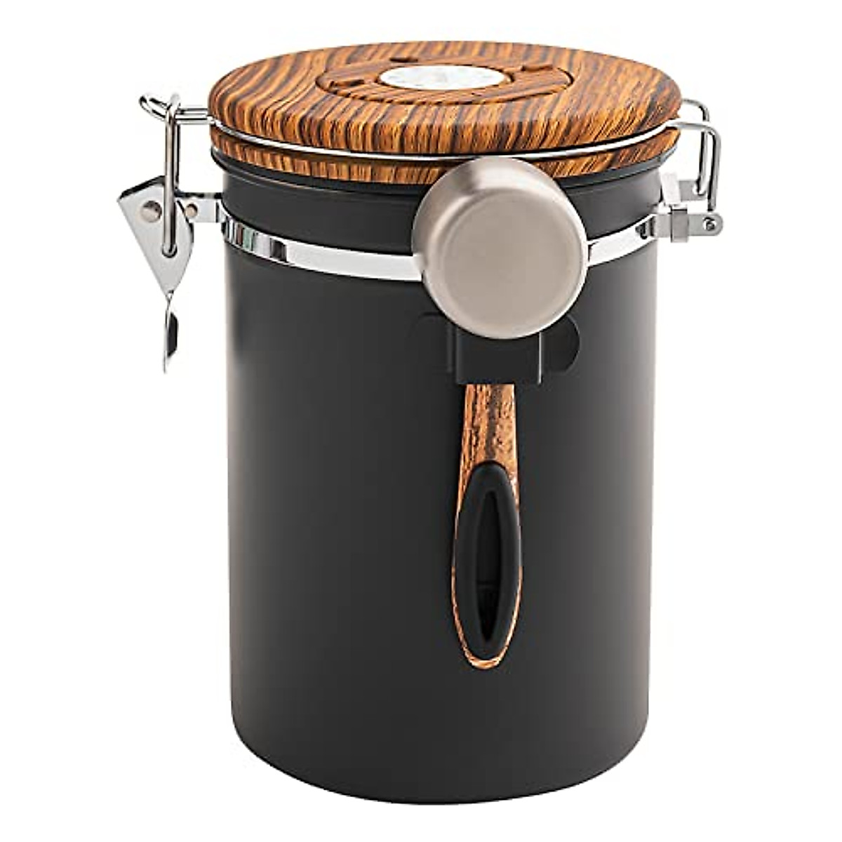 TEDSWAIT Coffee Canisters Airtight Coffee Bean Storage Container Kitchen Stainless Steel Food Storage Container with Scoop Date Tracker & CO2 Valve 61Fl Oz (Black)