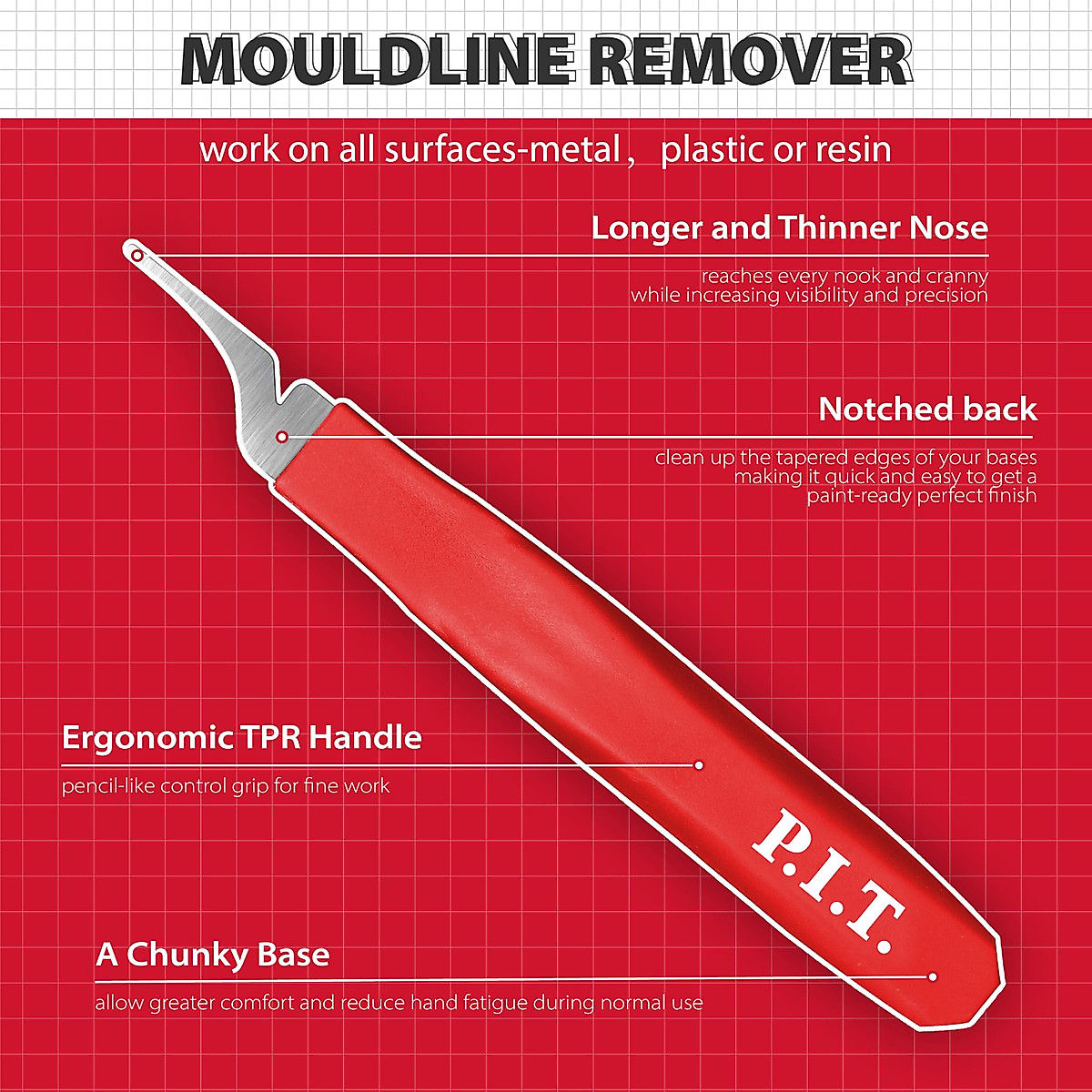 P.I.T. Metal File Set, 2Pcs Needle Files Set & Mouldline Remover, Miniature and Model Files Hand Tools, Diamond File for Model, Plastic, Metal, Wood, Jewelry Tools, DIY, Hobby