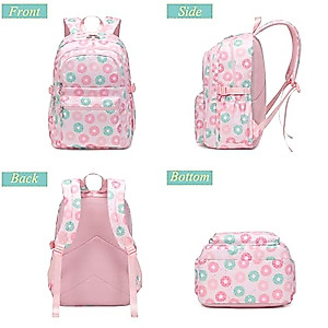 YJMKOI 3PCS Donut Print Backpack for Girls Middle-School Elementary Bookbags with Lunch Box (Grey)