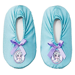 Disney Collection Toddler Girls Movie Frozen Anna & Elsa Slippers - (Blue Elsa, 3T-4T)