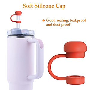 4Pcs Straw Covers Cap for 40-20 Oz Stanley Tumbler with Handle, 0.4in 10mm Soft Silicone Straw Toppers Protector Lid for Stanley Cup Accessories, Dust-proof and Leak-proof Reusable Straw Tips Lids