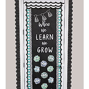 Carson Dellosa 65 Feet Black and White Polka Dots Bulletin Board Borders, Scalloped Border Trim, Rolled Classroom Borders for Bulletin Board, White Board, Cork Board, Black and White Classroom Décor