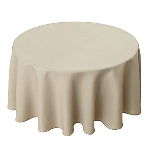 Biscaynebay Textured Fabric Tablecloths Round 60" for Tables' Diameters from 20" to 40", Natural Water Resistant Tablecloths for Dining, Kitchen, Wedding, Parties etc. Machine Washable