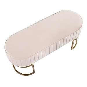 Demi Pleated Bench, Velvet Upholstered Bench, Bench for Entryway, Bed Bench for Bedroom, Dining Bench