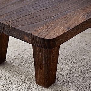 Tung wood step stool with non-slip rubber feet, small step stool for bedroom, kitchen and living room, load capacity up to 300 lbs, sturdy and durable, no assembly required