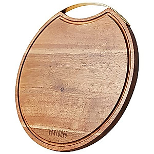 Vintorio Wooden Cheese Board - Round 12" Serving Plate with Handle for Meat, Snacks, Fruit, Desserts, and Charcuterie