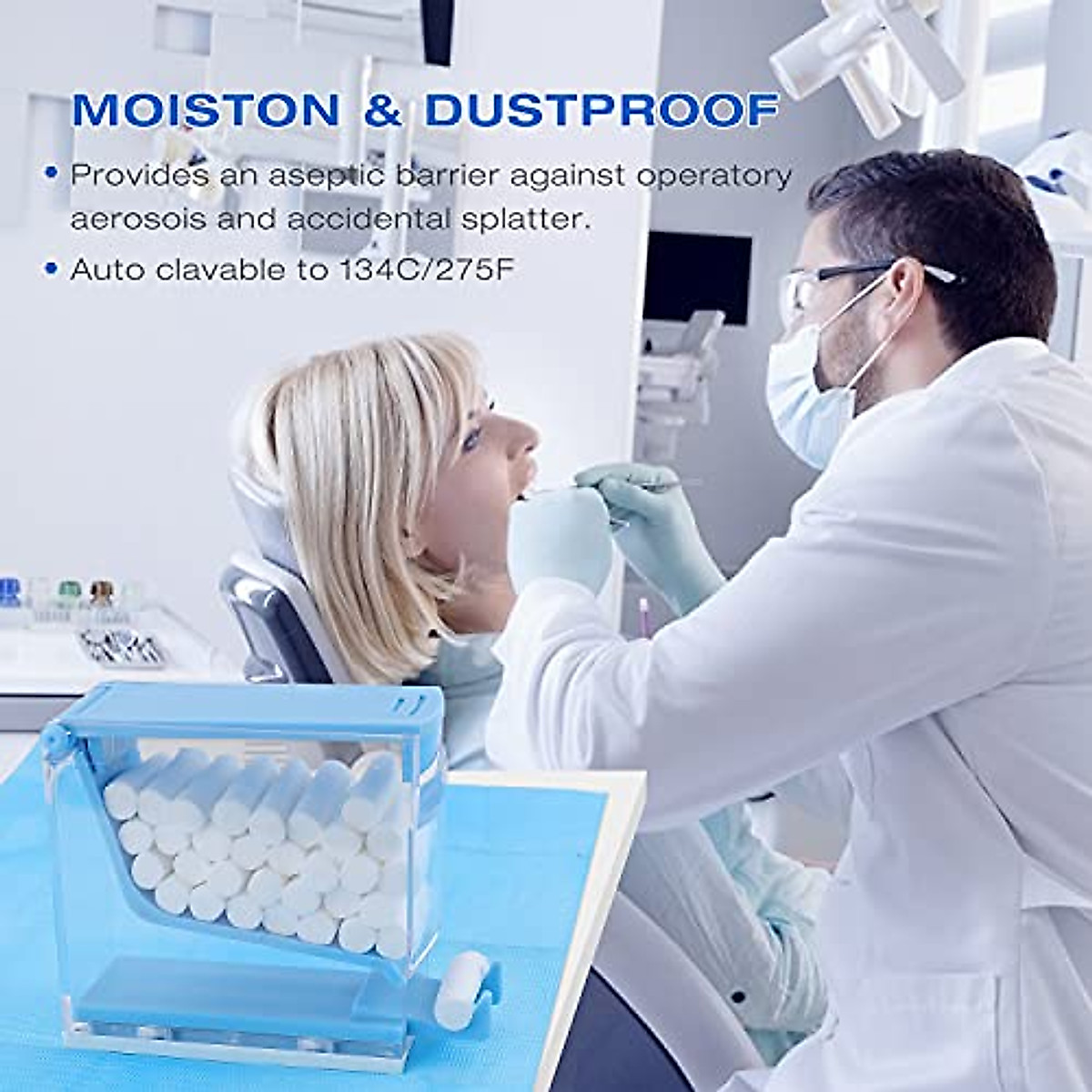 faruijie Dental Cotton Roll Dispenser Holder Organizer Hygienic Cotton Roll Divider Professional Clinic Home Use Transparent Press Type