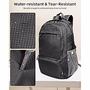 MULISOFT 30L Travel Packable Backpack, Foldable Hiking Backpack for Men & Women, Water-Resistant Lightweight Backpack for Camping, Outdoor, Cycling, Daypack with 8 Compartments