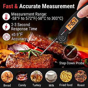 ThermoPro TP605 Instant Read Digital Meat Thermometer for Cooking + ThermoPro TP06B Digital Grill Meat Thermometer with Probe