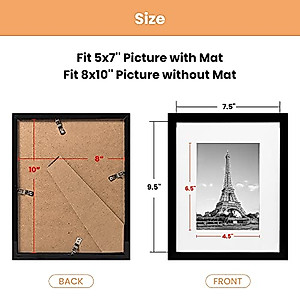 upsimples 8x10 Picture Frame Set of 10, Display Pictures 5x7 with Mat or 8x10 Without Mat, Multi Photo Frames Collage for Wall or Tabletop Display, Black