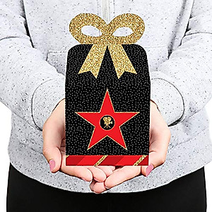 Big Dot of Happiness Red Carpet Hollywood - Square Favor Gift Boxes - Movie Night Party Bow Boxes - Set of 12