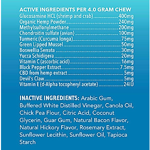 iHeartDogs Hip & Joint Hemp Supplement for Dogs - Advanced 8-in-1 Dog Joint Chews with Glucosamine, Chondroitin, Turmeric, Devil's Claw, Green Lipped Mussel, Hemp, Yucca, Boswellia & MSM 90 CT