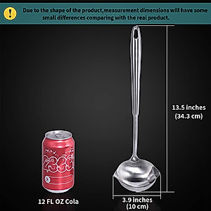 Newness Fat Separator, Durable 304 Stainless Steel Gravy Separator Skimmer with Vacuum Ergonomic Round Handle, Kitchen Cooking Fat Remover Strainer Spoon for Soups, Sauces, Stews and More, 13.5 Inches