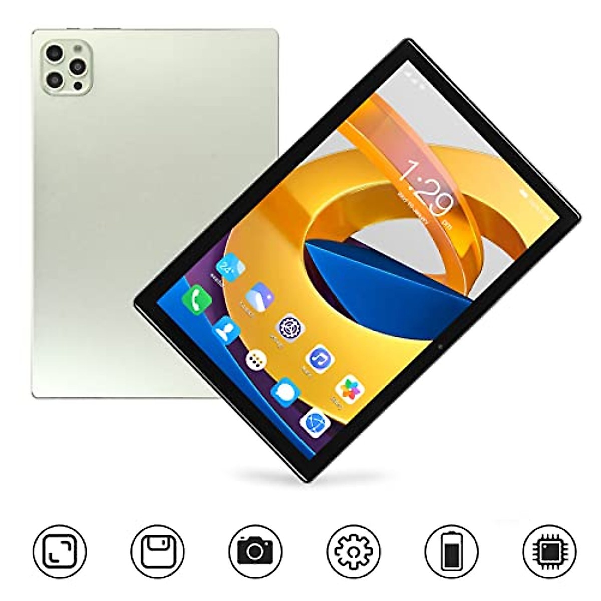 HEEPDD HD Tablet PC, 10.1 Inch Tablet 8 Core MTK6750 Chip 6GB RAM 64GB ROM 8 MP Front Camera for Learning Work (Light Green)