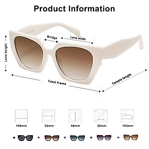SOJOS Big Trendy Polarized Sunglasses Womens Oversized Cateye Sunnies Lentes De Sol Para Mujer SJ2205, Creamy White/Gradient Brown