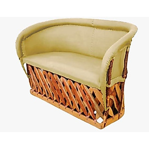 Love Seat Equipal Mueble Hecho a Mano por Equipales San Jose Color Beige Mexicano Estilo Tradicional Ideal para tu hogar, casa, jardín, oficina, restaurante, hotel, bar, playa, sala, comedor, recámara
