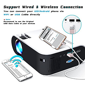 GooDee Projector, 2023 Upgraded Mini Projector, 8500 L Multimedia Home Theater Video Projector, Compatible with Full HD 1080P HDMI, USB, VGA, AV, Smartphone, Pad, TV Box, Laptop